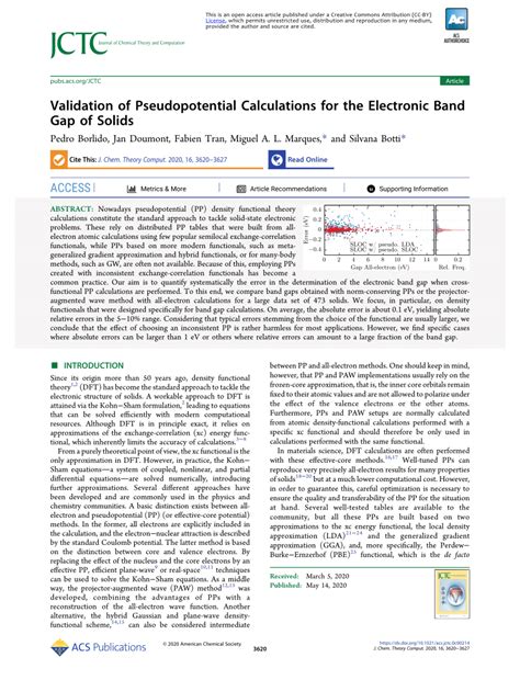 Pdf Validation Of Pseudopotential Calculations For The Electronic