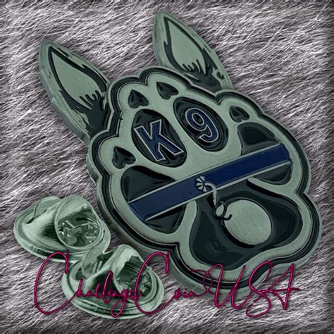 Challengecoinusa K9 Bomb Detection Pin Antique Silver And Black 928