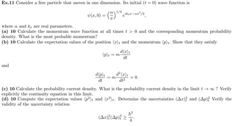 solved ex 11 consider a free particle that moves in one