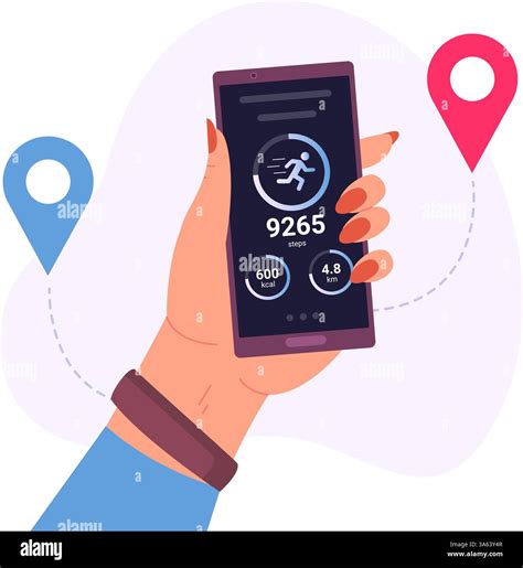 Pedometer App Hand Holding Smartphone With Step Counter Smart Monitor Mobile Phone Fitness