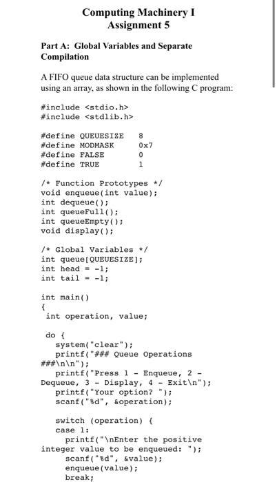 Computing Machinery I Assignment 5 Part A Global