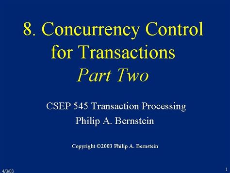 8 Concurrency Control For Transactions Part Two Csep
