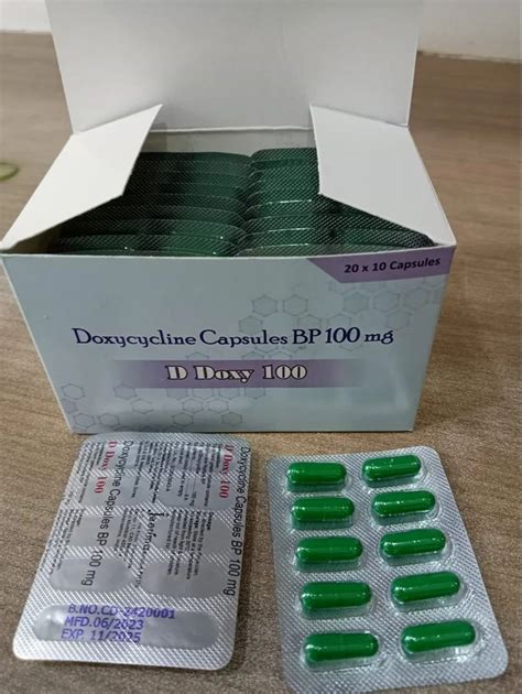 D Doxy Doxycycline 100mg Capsules Packaging Size 1x10 At ₹ 100strip
