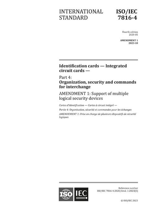 Iso Iec 7816 4 2020 Amd1 2023 Iec Standards Vde Publishing House
