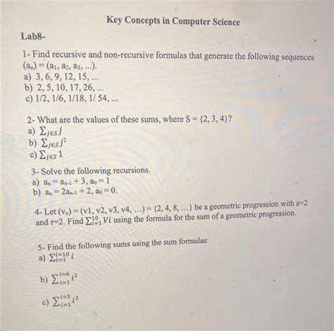Solved 1 Find Recursive And Non Recursive Formulas That