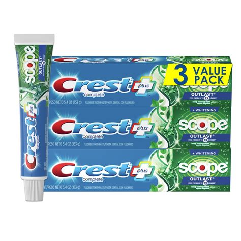 Crest Complete Whitening Scope Long Lasting Mint Toothpaste Triple Pack 3 Count Of 5 4 Oz