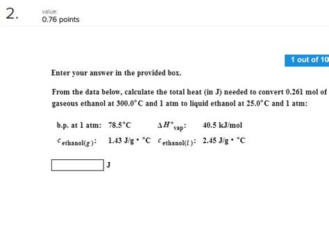 Solved From The Data Below Calculate The Total Heat In J Chegg