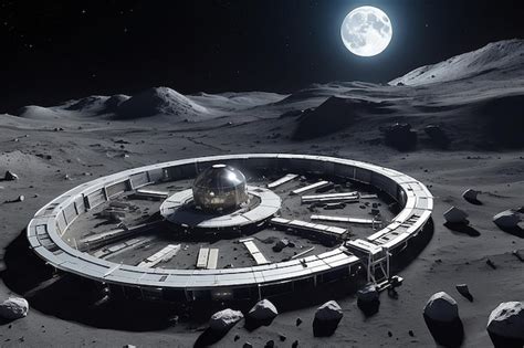 Premium Photo Sustainable Lunar Mining Colony