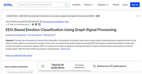 Citation Report Eeg Based Emotion Classification Using Graph Signal