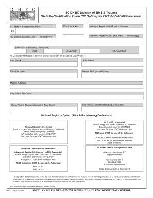 SC DHEC Division Of EMS Trauma State Re Certification Form Scdhec Fill Out And Sign