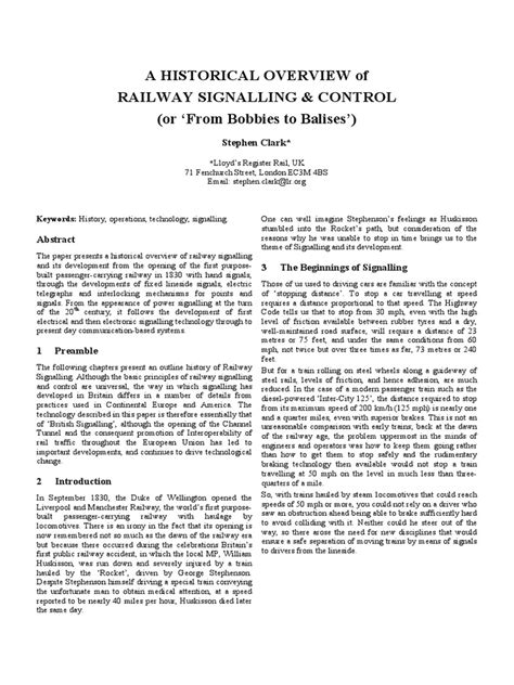 A History Of Railway Signalling Pdf Rail Transport Switch