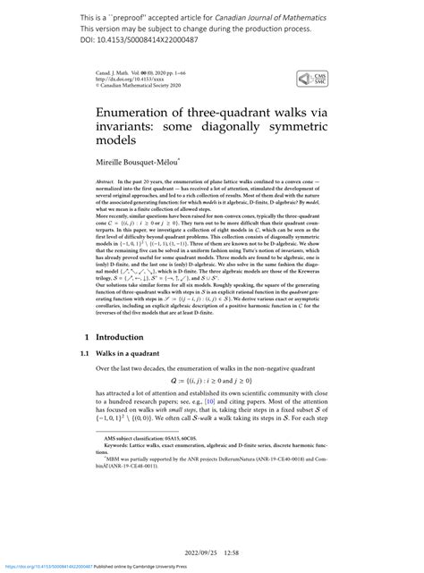 Pdf Enumeration Of Three Quadrant Walks Via Invariants Some Diagonally Symmetric Models