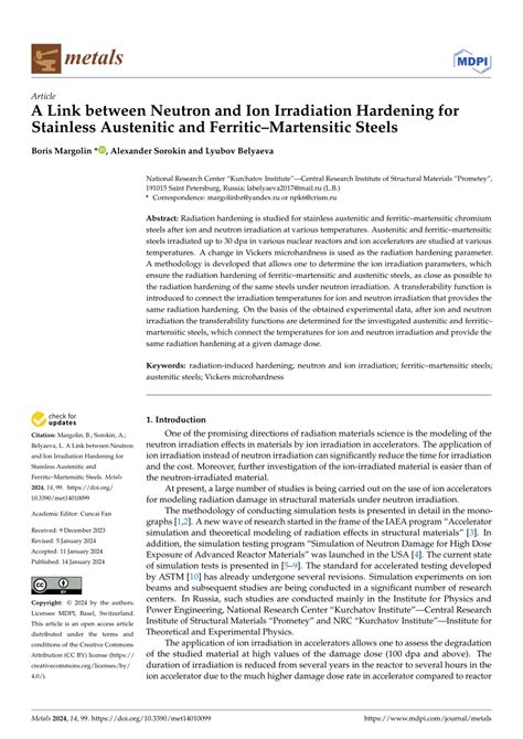 Pdf A Link Between Neutron And Ion Irradiation Hardening For