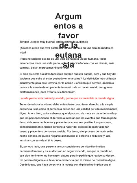 Argumentos A Favor De La Eutanasia Pdf