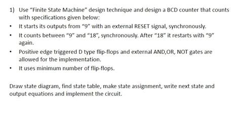 Solved 1 Use Finite State Machine Design Technique
