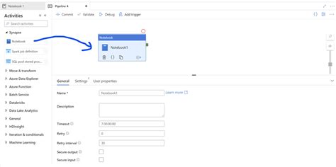 azure synapse notebooks passing parameter and return or capture