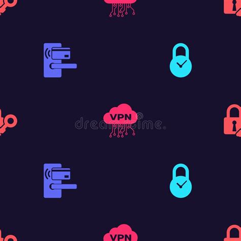 Set Padlock With Clock Digital Door Wireless Cloud Vpn Interface And Lock And Key On Seamless