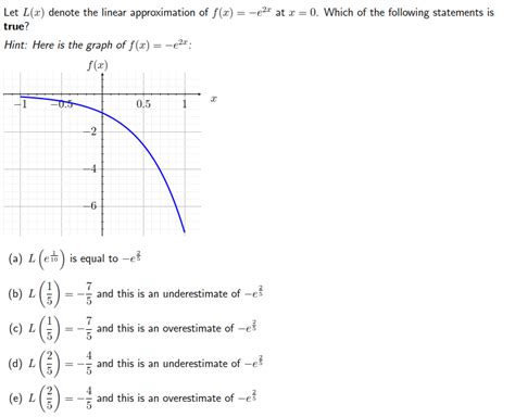 solved let l x denote the linear approximation of f x −e2x