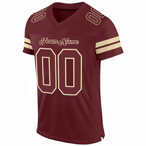 Custom Burgundy Burgundy Cream Mesh Authentic Football Jerseywincustom