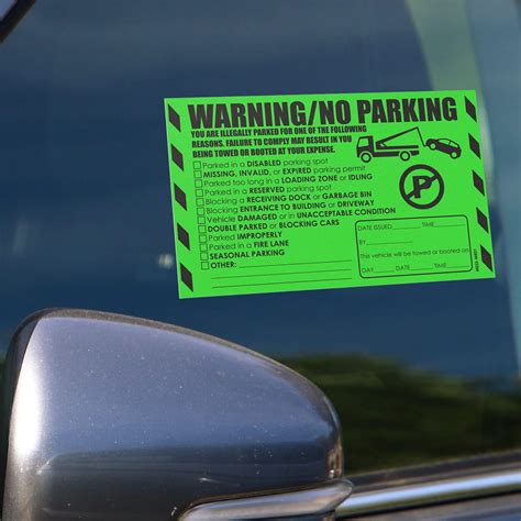 100 Mess Parking Violaton Stickers 8x5 In Green Multi