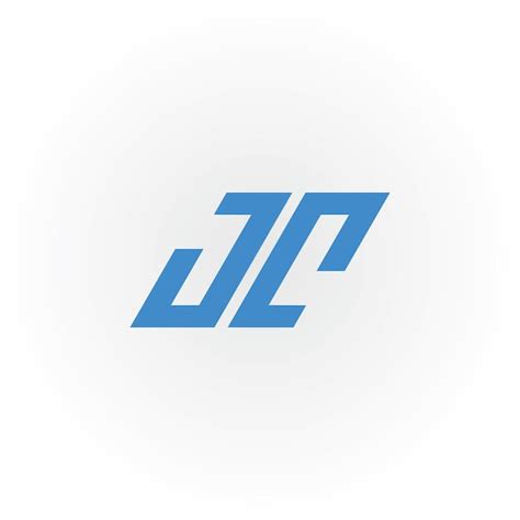 흰색 배경에 격리된 파란색의 추상 초기 문자 Jc 또는 Cj 로고 프리미엄 벡터