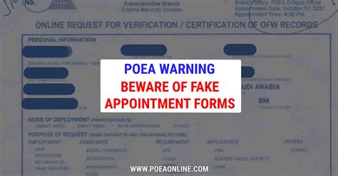 Warning Dont Buy Fake Poea Appointment Forms Poea Online