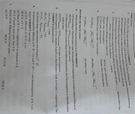 Single Correct 1 Which Of The Following Statement S Is Are Correct