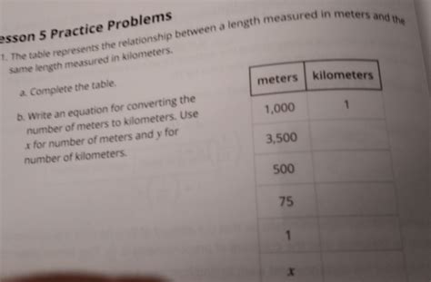 solved esson 5 practice problems t the table represents the