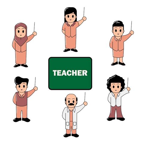 Premium Vector A Set Of Men And Women Who Report Teach Teacher With A