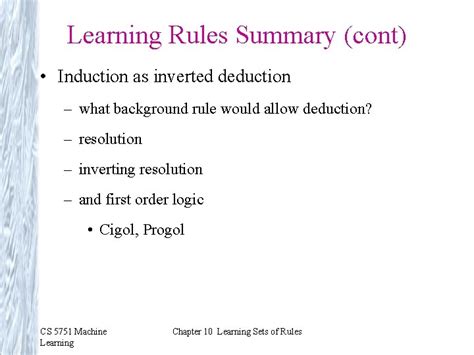 Learning Sets Of Rules Sequential Covering Algorithms Foil