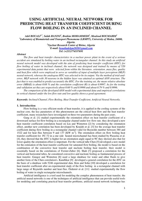 Pdf Using Artificial Neural Network For Predicting Heat Transfer Coefficient During Flow