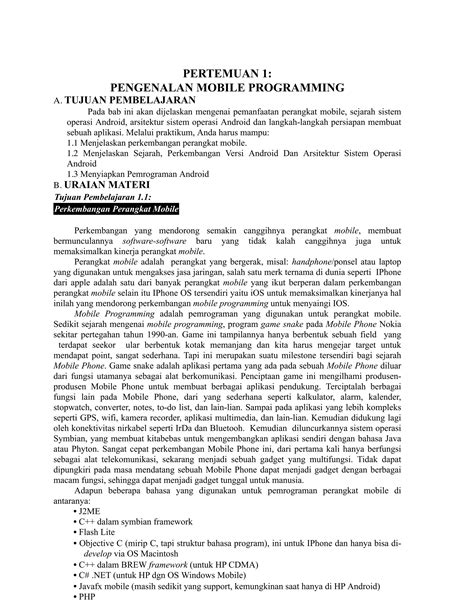 Pertemuan 1 Pengenalan Mobile Programming Pdf