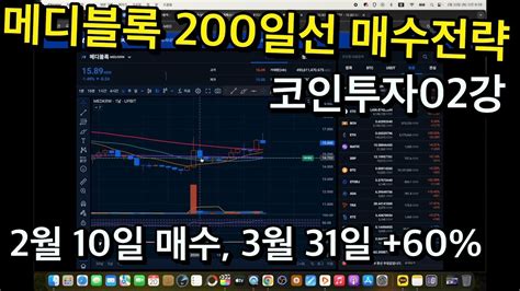 메디블록 김치코인 200일선매수 실전예시 코인투자02강 Cvm매매법 조명의매매법 Cointuja20240331 Youtube