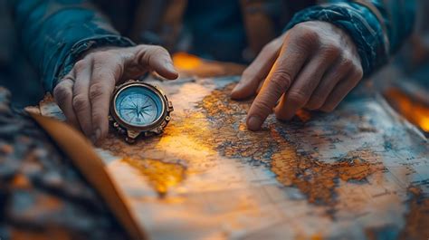 Person Using Compass And World Map Illustration Premium Ai Generated