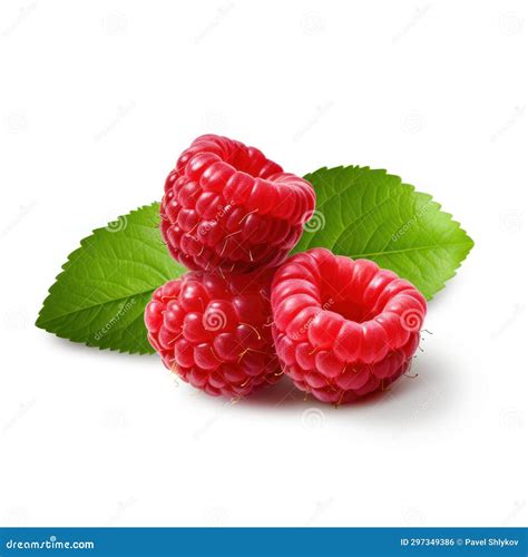 Raspberry Isolated Raspberries With Leaf Isolate Raspberry With Leaf Isolated On White Side