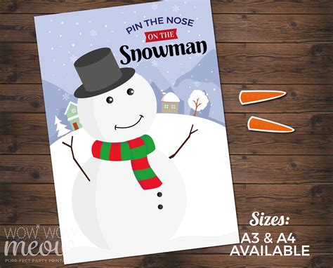 Pin The Nose On The Snowman Game Christmas Festive Printable Etsy UK