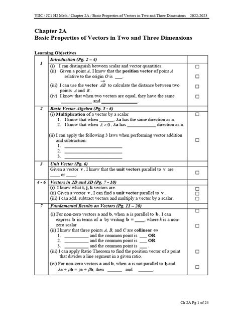 2a Vectors Notes Pdf Euclidean Vector Vector Space