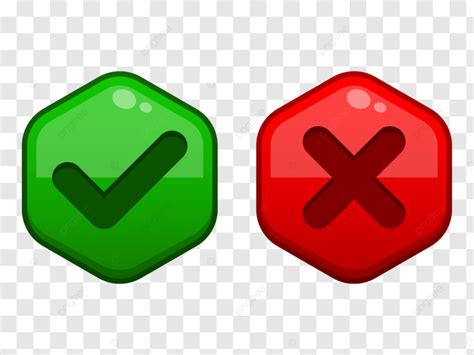 Right And Wrong Buttons In Green Red Color Vector Right Wrong Button