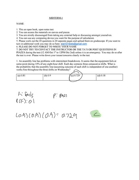 Stat Midterm MIDTERM NAME This An Open Book Open Notes Test You Can Access The Materials