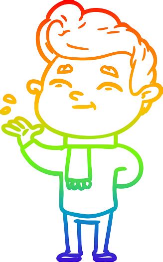 행복한 만화 남자의 무지개 그라데이션 선 그리기 귀여운에 대한 스톡 벡터 아트 및 기타 이미지 귀여운 그라데이션 낙서 드로잉 Istock