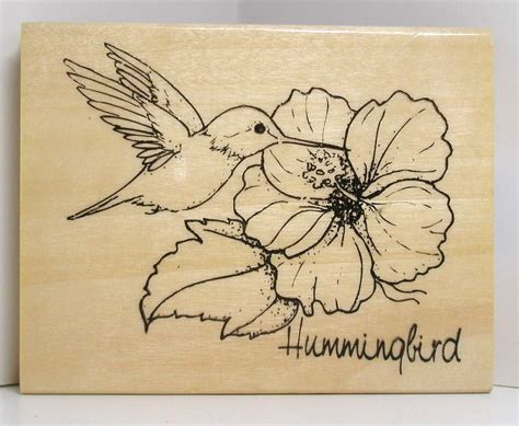 Colibri Avec Stamp Fleur Dhibiscus Caoutchouc Par Pollysplace Trendy