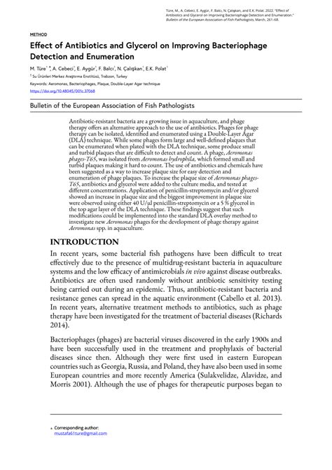 Pdf Effect Of Antibiotics And Glycerol On Improving Bacteriophage Detection And Enumeration