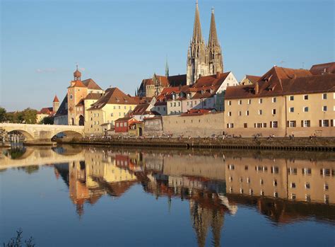View Of The Regensburg Cathedral From The Danube River Regensburg