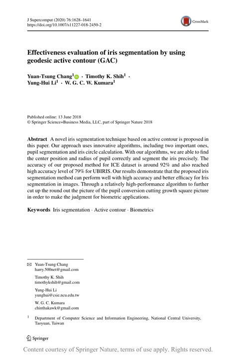 effectiveness evaluation of iris segmentation by using geodesic active