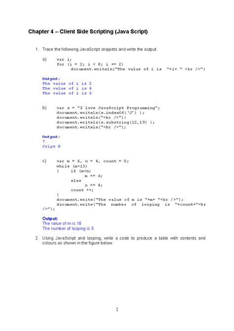 Exercise 4java Script Chapter 4 Client Side Scripting Java