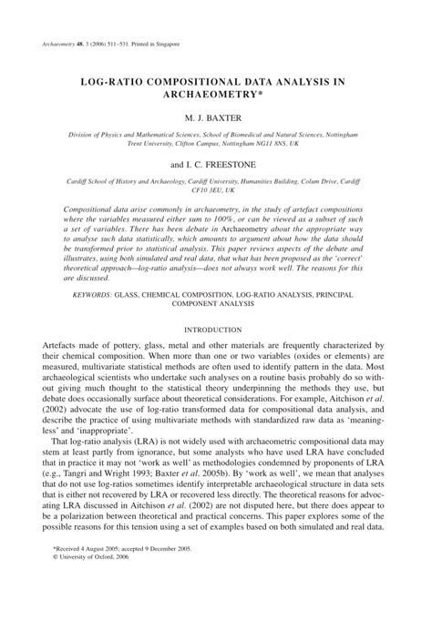 Pdf Log Ratio Compositional Data Analysis In Archaeometry