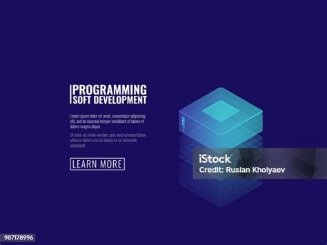 Ruang Server Pusat Pemrosesan Big Data Dan Database Teknologi Digital Komputer Isometrik Gelap