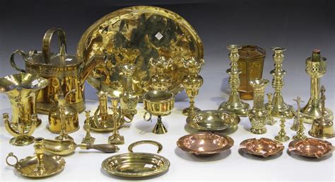 A Collection Of Various Brassware Including An Edwardian Watering Can