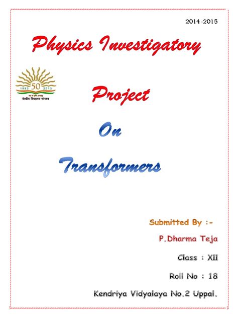 Project On Transformers Class Xii Transformer Electromagnetic Induction