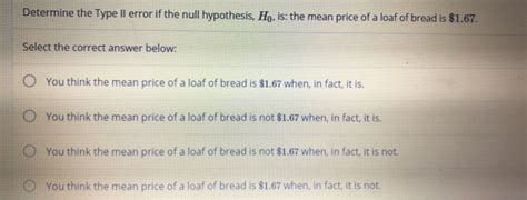 Solved Determine The Type Il Error If The Null Hypothesis